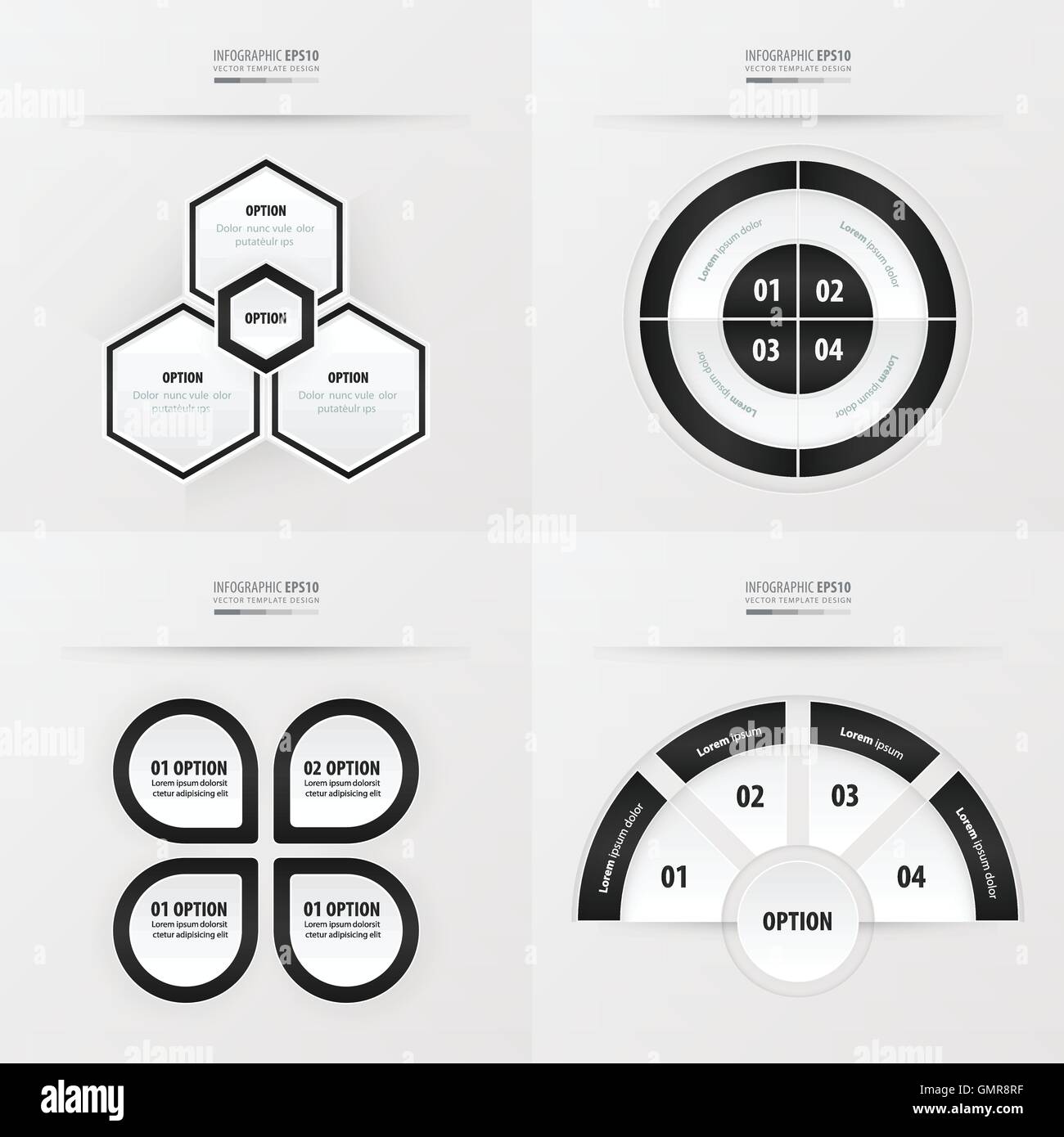 template design 4 item black and white color Stock Vector Image & Art ...