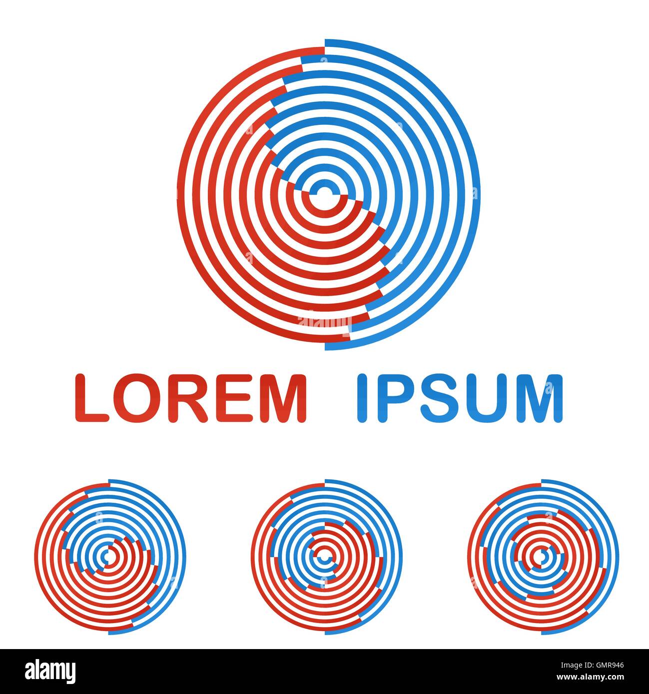 Red and blue round technology logo design concept set Stock Vector ...