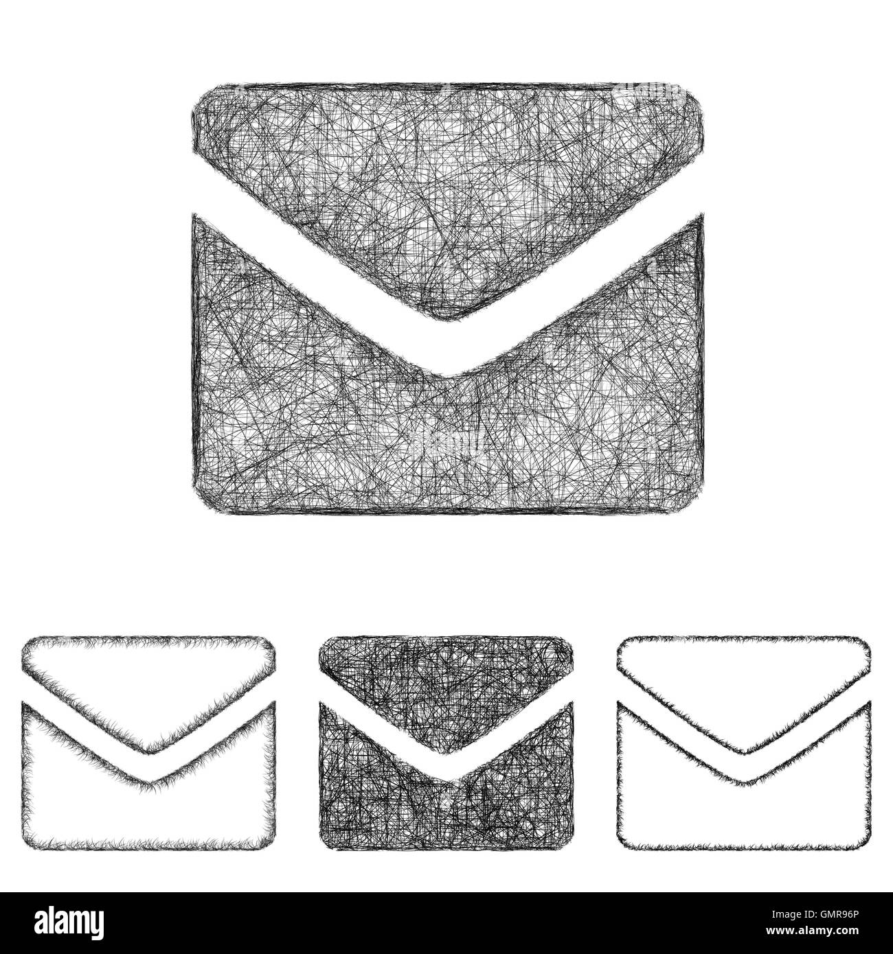 Mail icon set - sketch line art Stock Vector Image & Art - Alamy