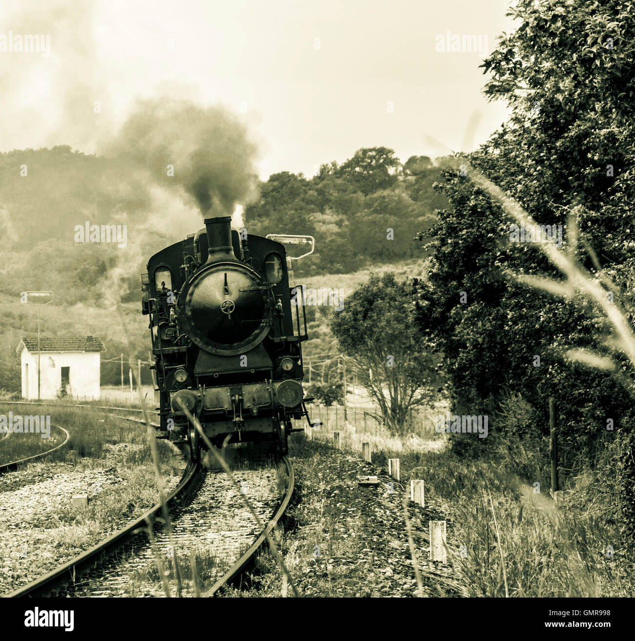 old retro steam train Stock Photo - Alamy
