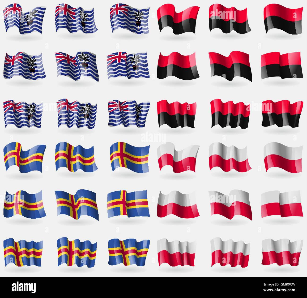 British Indian Ocean Territory, UPA, Aland, Poland. Set of 36 flags of ...