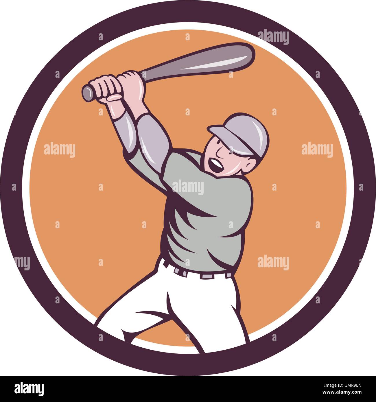 American Baseball Player Batting Homer Circle Cartoon Stock Vector ...