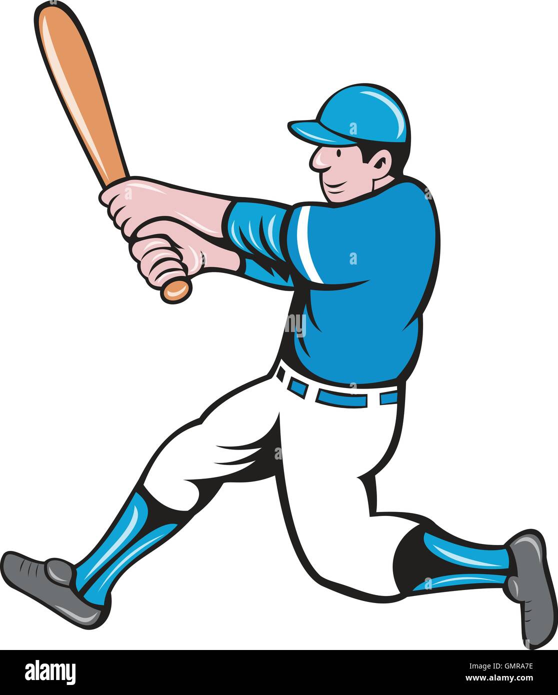 Baseball Player Batter Swinging Bat Isolated Cartoon Stock Vector Image ...