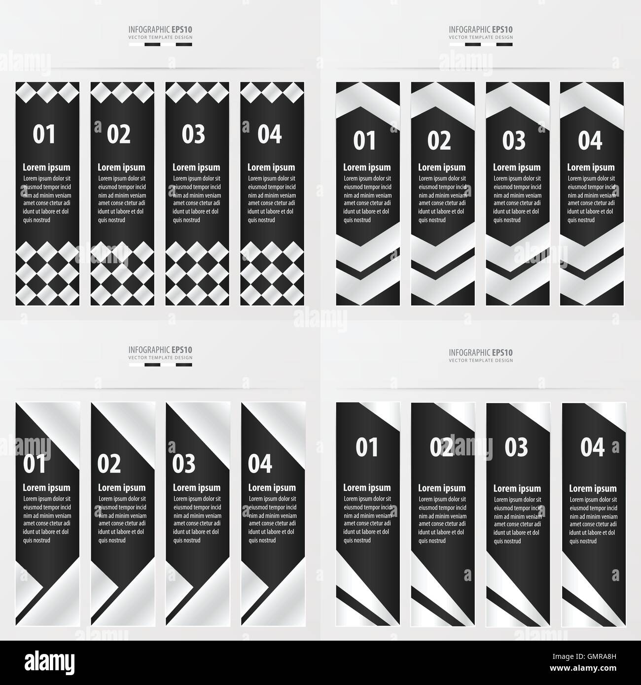 banner black and white color set 4 in 1 item Stock Vector Image & Art ...