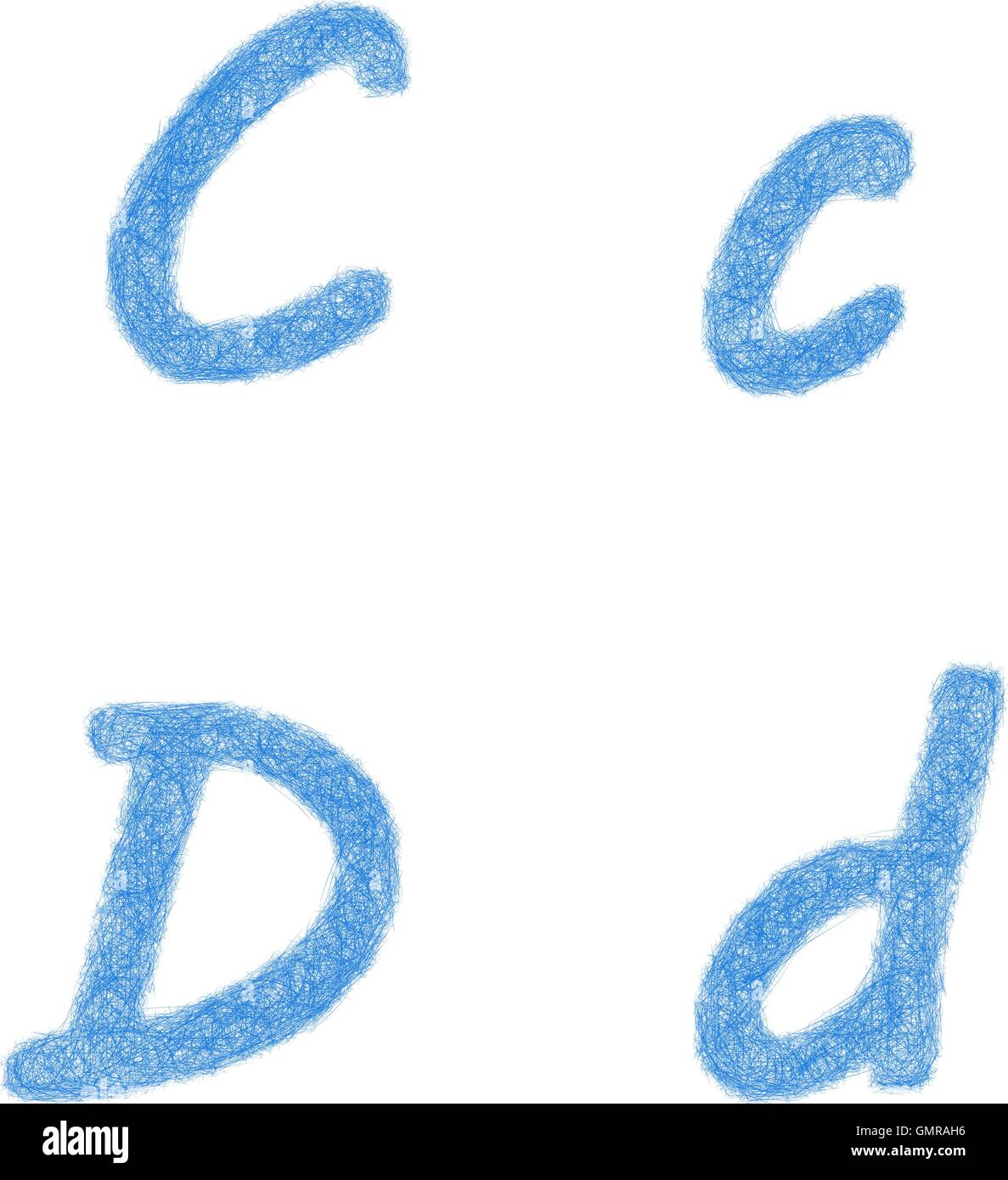 Blue sketch font set - letters C, D Stock Vector Image & Art - Alamy