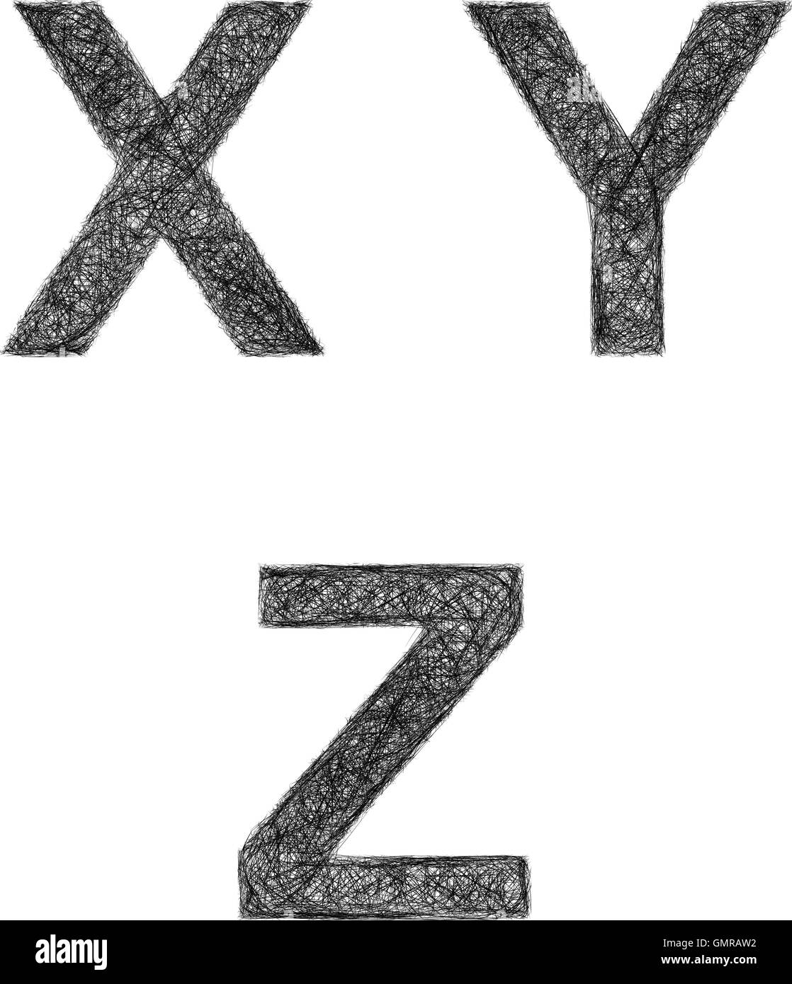 Line art font set - letters X, Y, Z Stock Vector Image & Art - Alamy
