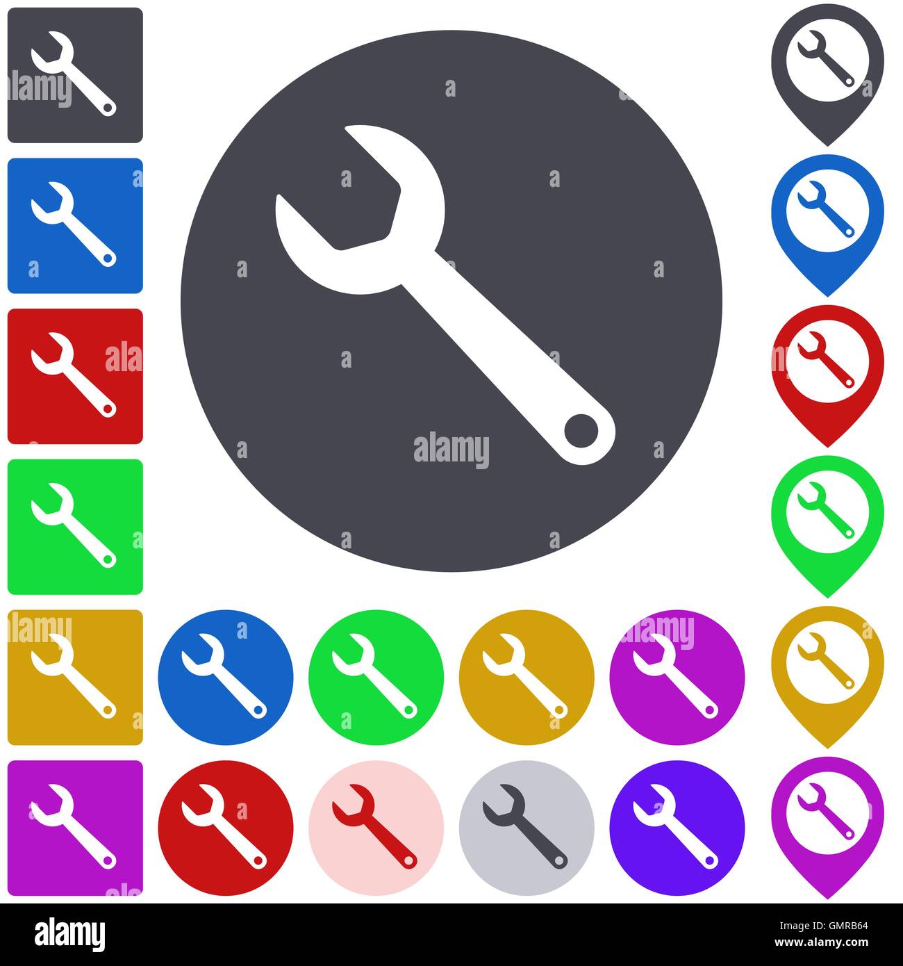 Color wrench icon set Stock Vector Image & Art - Alamy