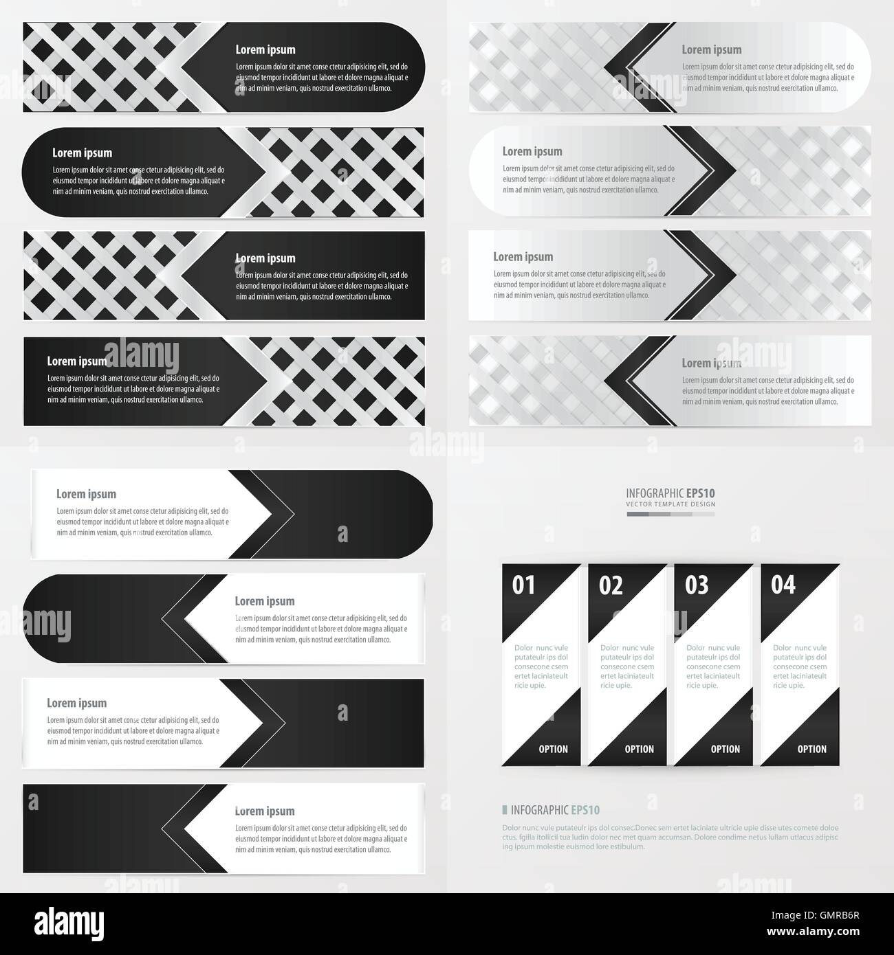 banner black and white color set 4 in 1 item Stock Vector Image & Art ...