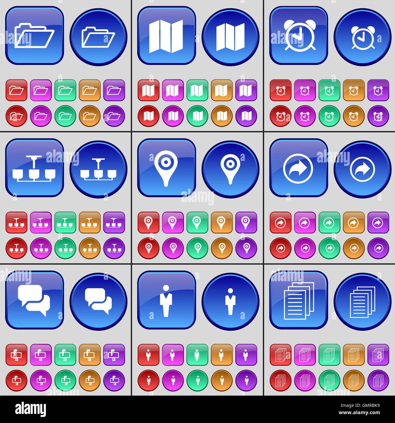 Folder, Map, Alarm clock, Chandelier, Checkpoint, Back, Chat ...