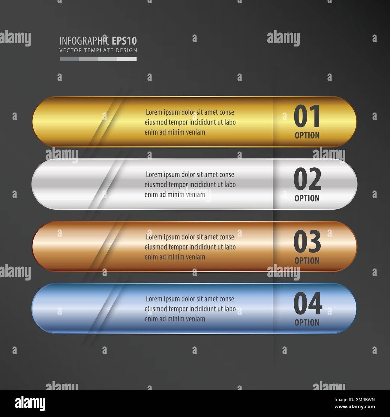 Rounded Banner gold, bronze, silver, blue color gradient Stock Vector ...