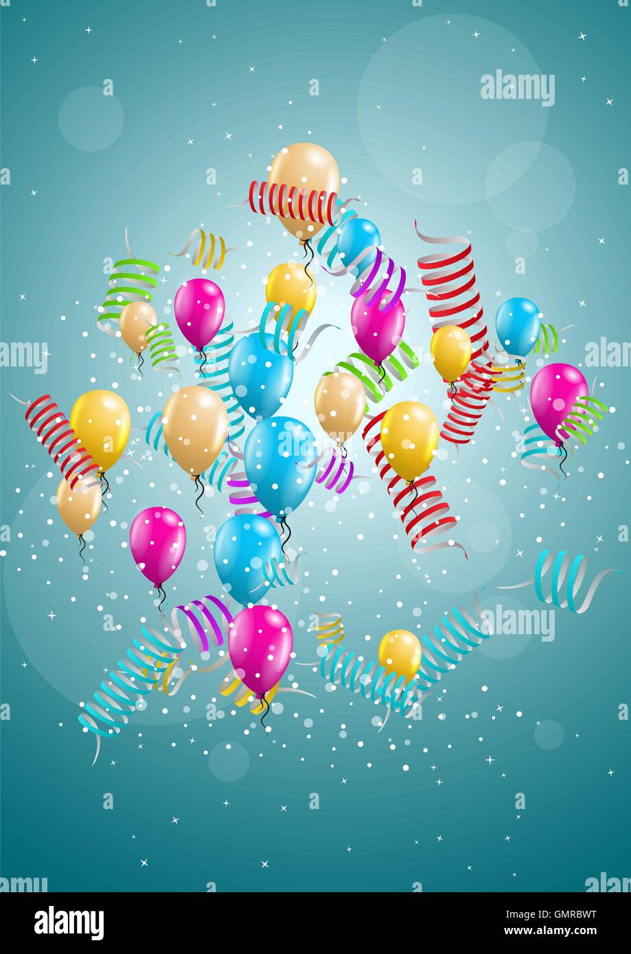 flying balloons on blue background Stock Vector Image & Art - Alamy