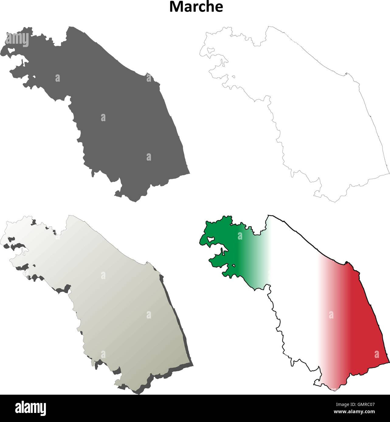 Marche blank detailed outline map set Stock Vector Image & Art - Alamy