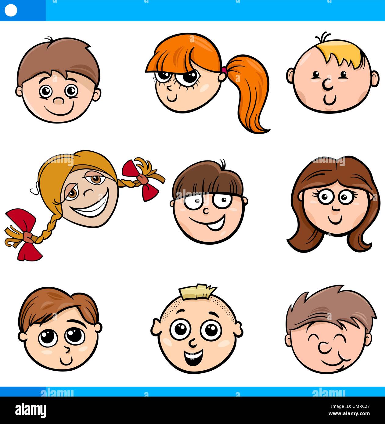 cartoon kids characters faces set Stock Vector Image & Art - Alamy