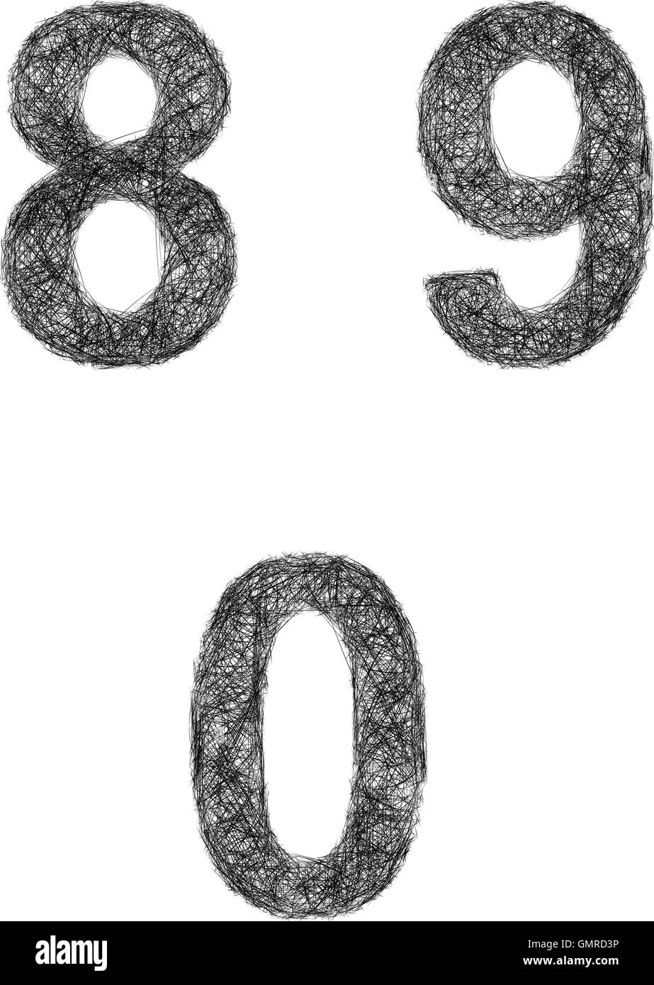 Nine number character line Black and White Stock Photos & Images - Alamy