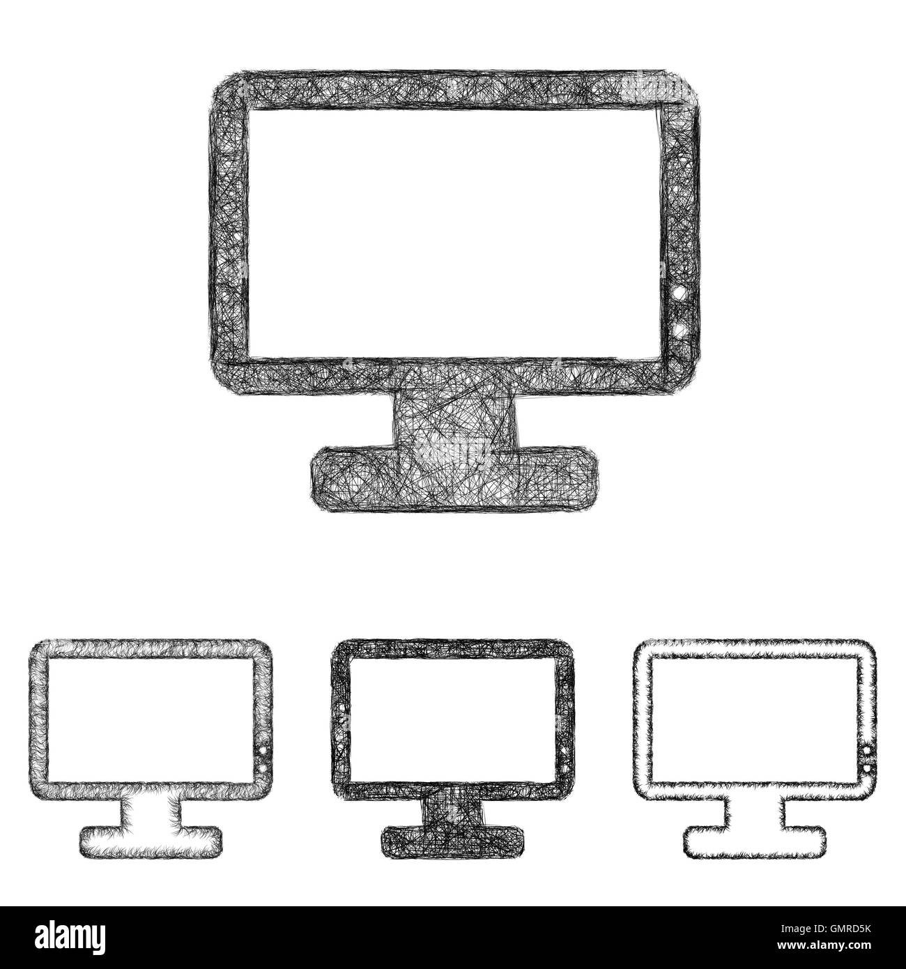 Monitor icon set - sketch line art Stock Vector Image & Art - Alamy