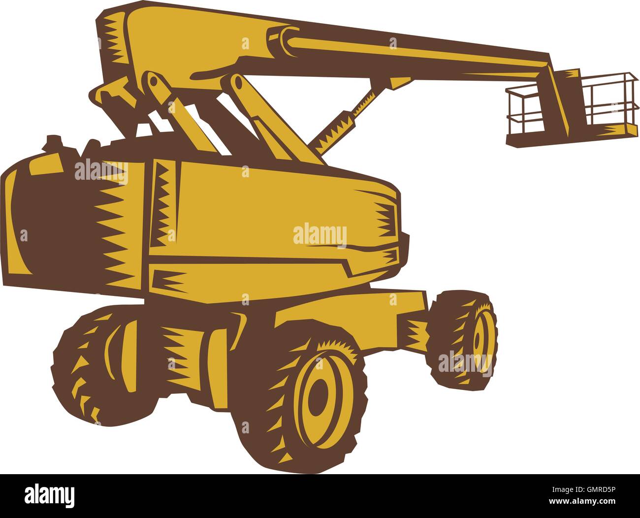 Cherry Picker Mobile Lift Platform Woodcut Stock Vector Image & Art - Alamy