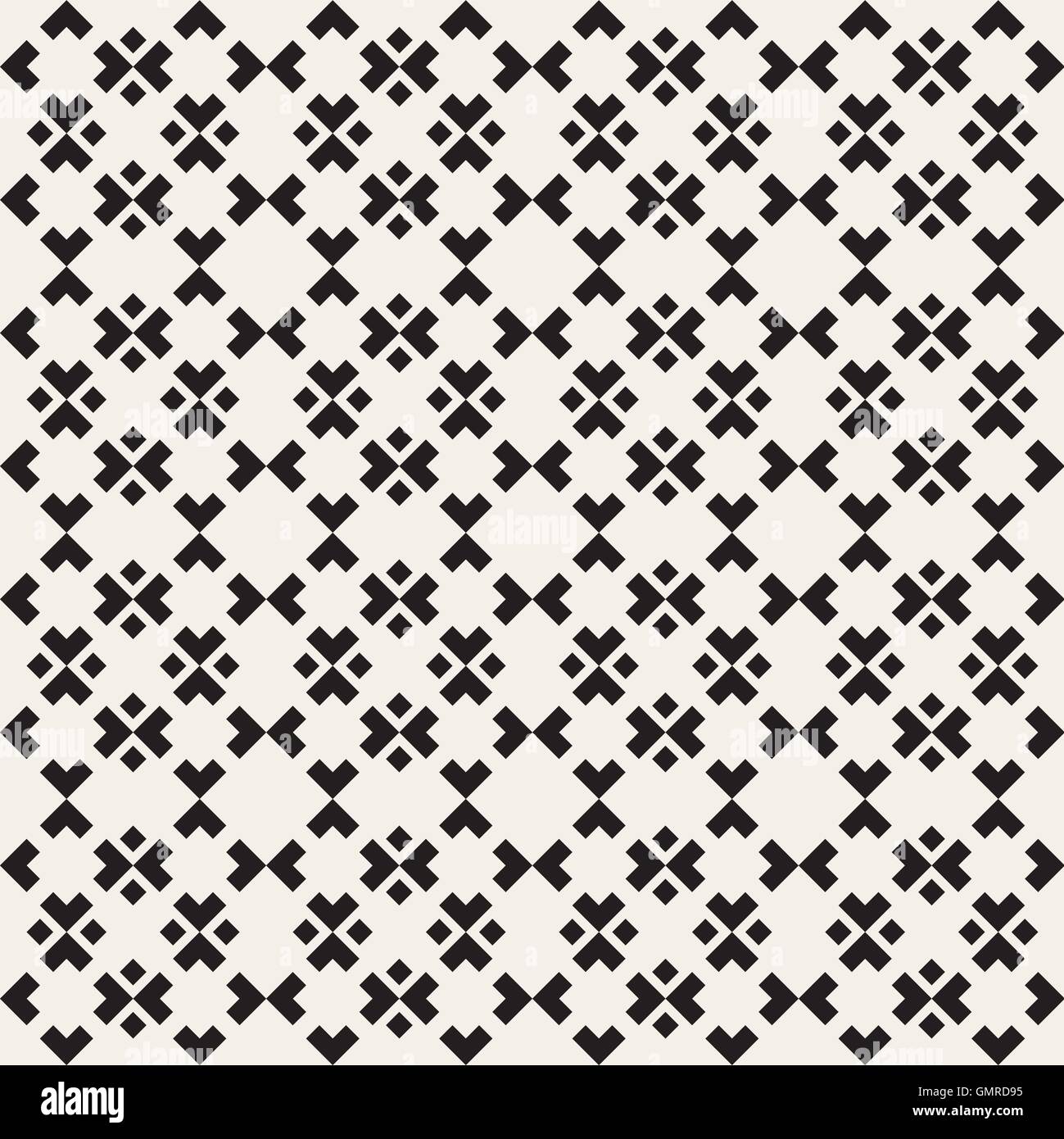 Vector Seamless Black And White Simple Ethnic Square Pattern Stock ...
