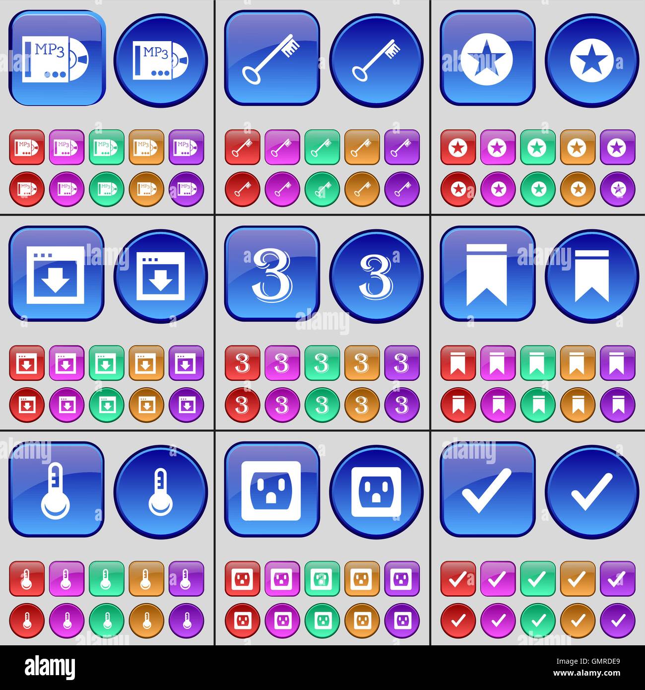 MP3, Key, Star, Window, Three, Marker, Thermometer, Socket, Tick. A ...