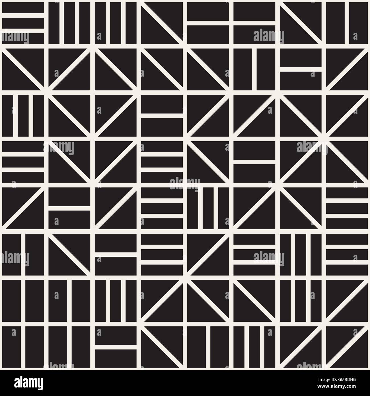 Vector Seamless Black And White Irregular Geometric Line Grid Pattern ...