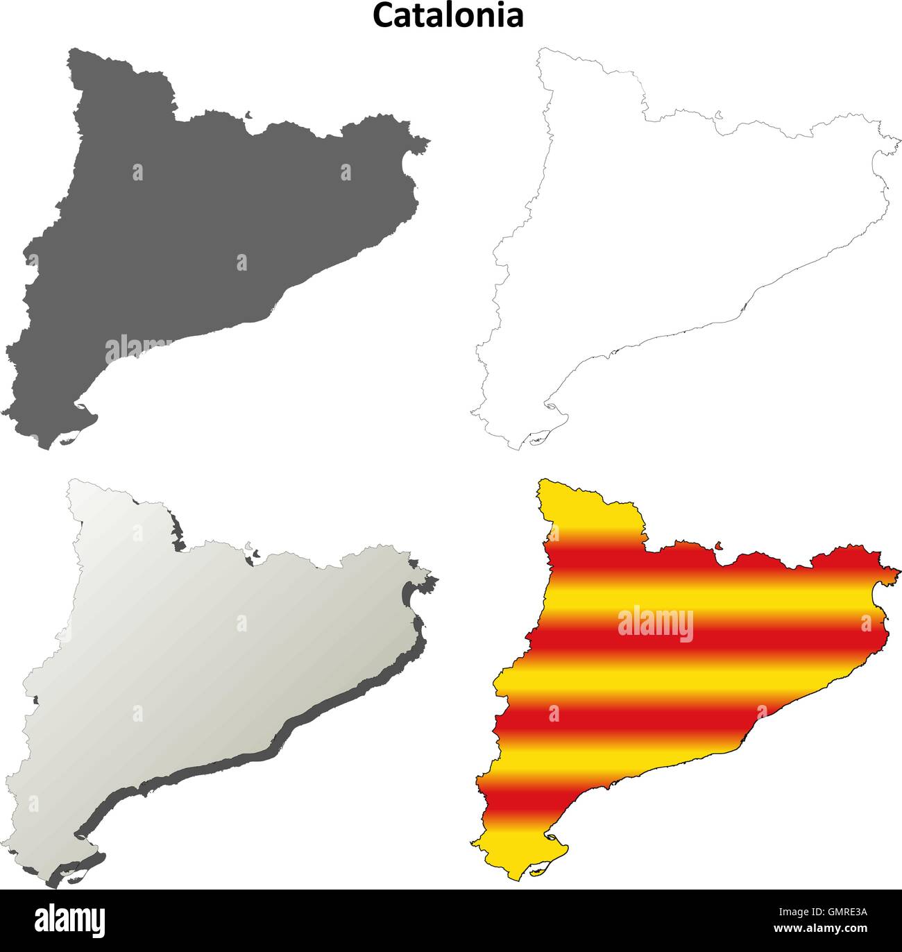 Catalonia blank detailed outline map hi-res stock photography and ...