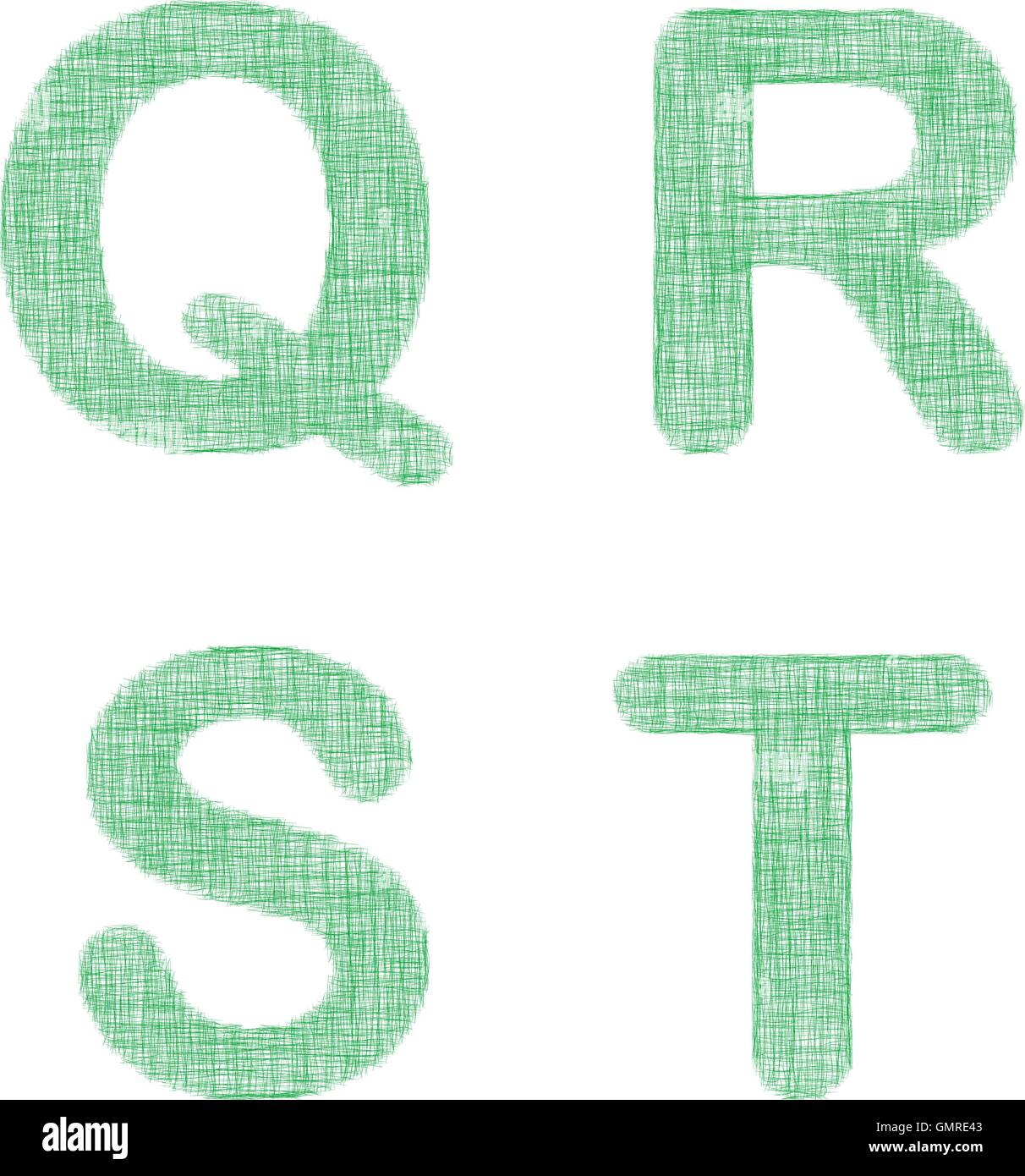 Green fabric font set - letters Q, R, S, T Stock Vector Image & Art - Alamy
