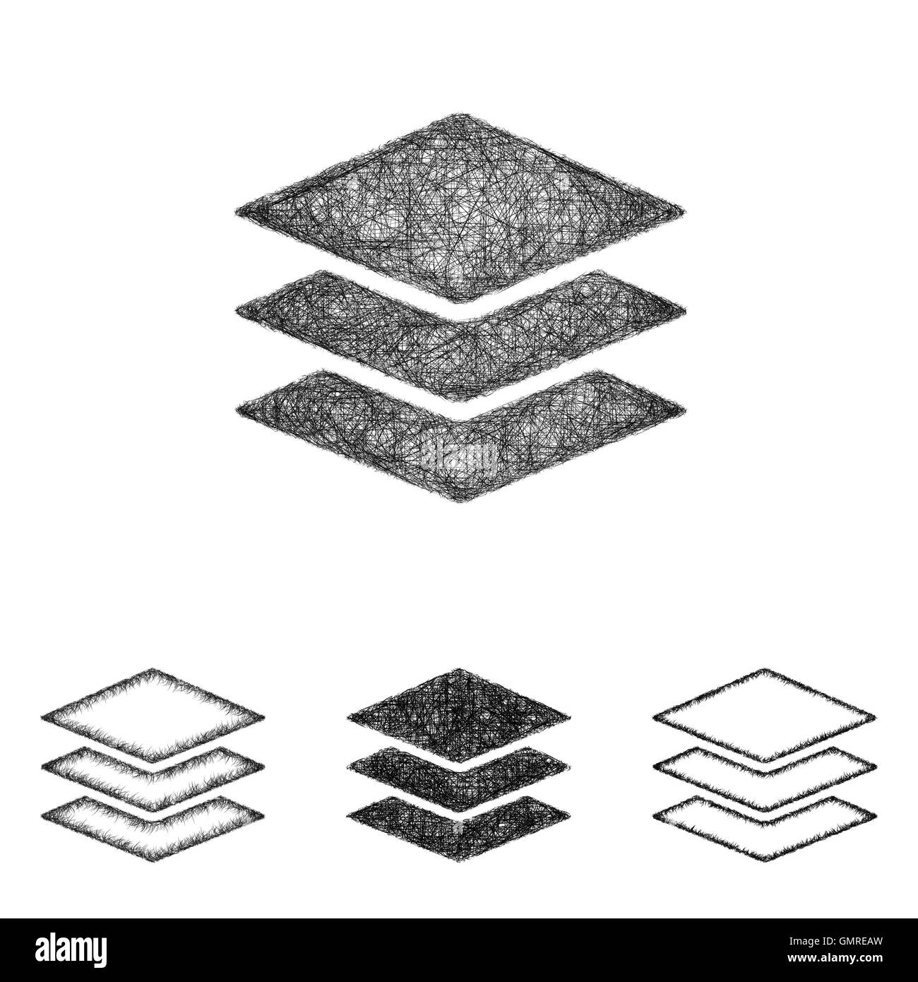Layers icon set - sketch line art Stock Vector Image & Art - Alamy
