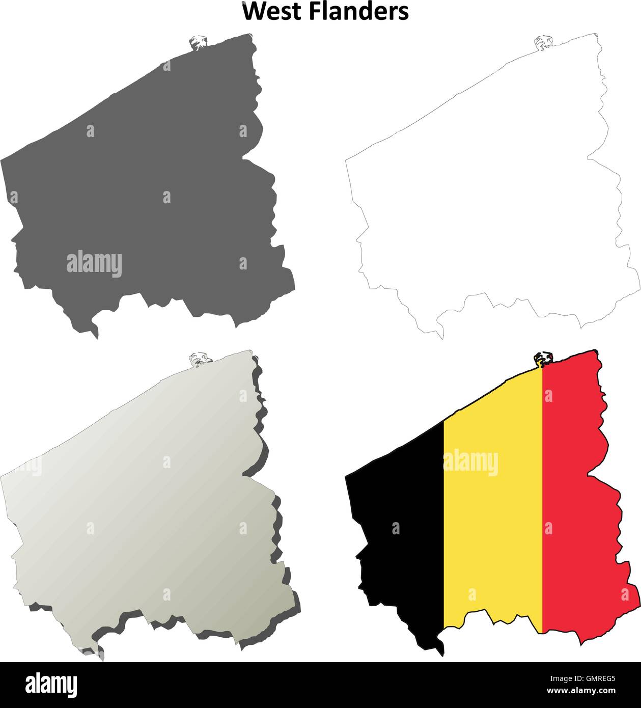West Flanders outline map set - Belgian version Stock Vector Image ...