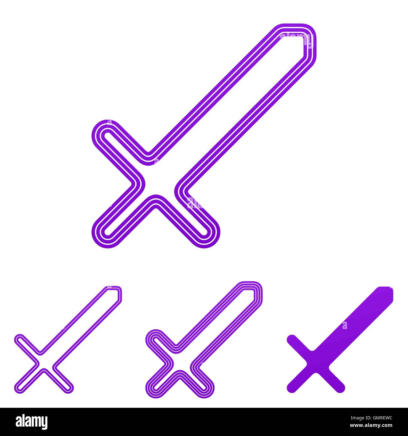 Purple line sword logo design set Stock Vector Image & Art - Alamy