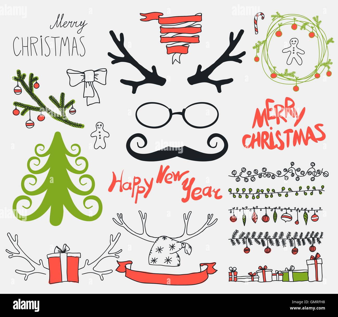 Vector Set Christmas Calligraphic Design Elements Stock Vector Image ...