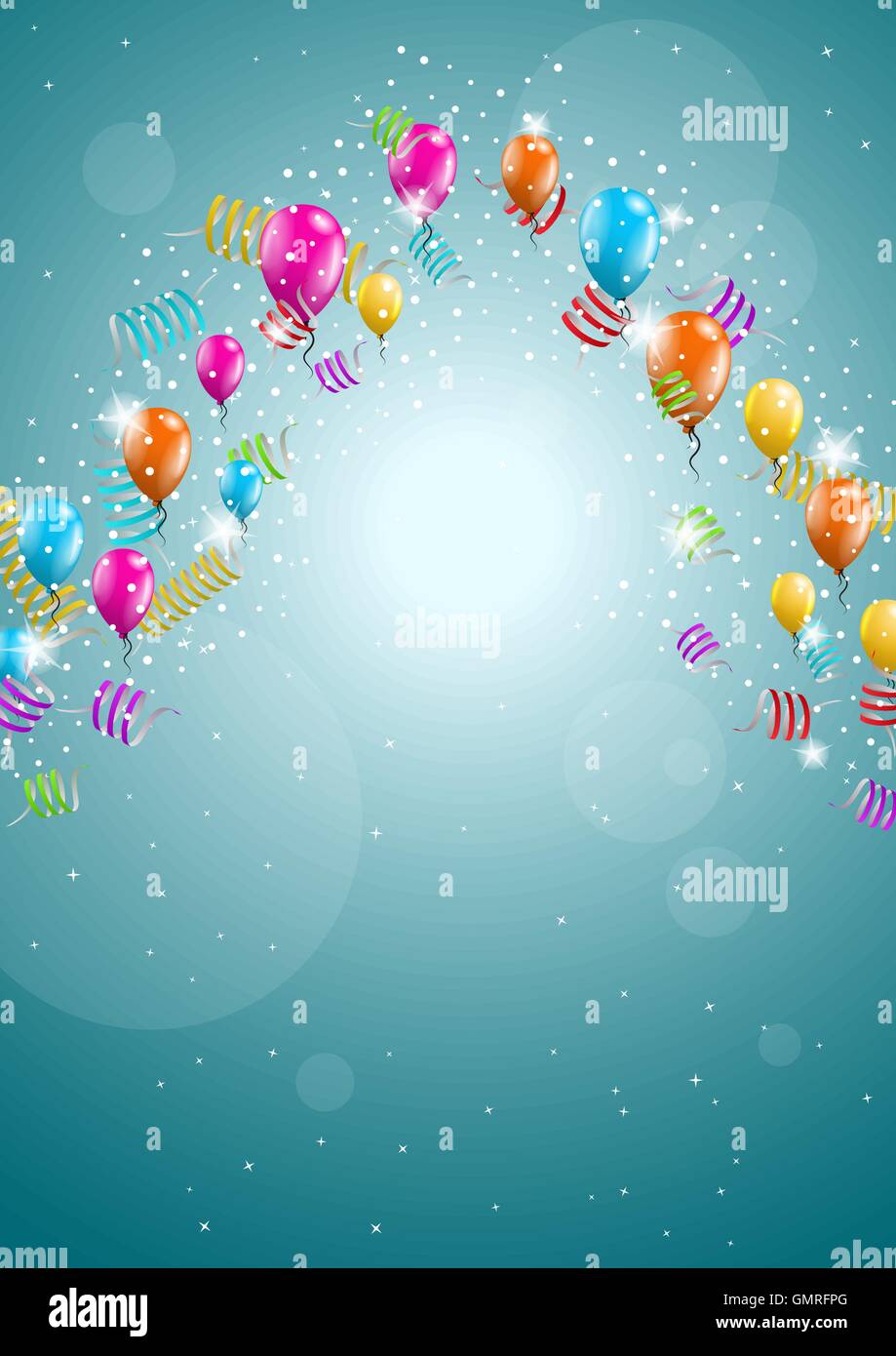 flying balloons on blue background Stock Vector Image & Art - Alamy
