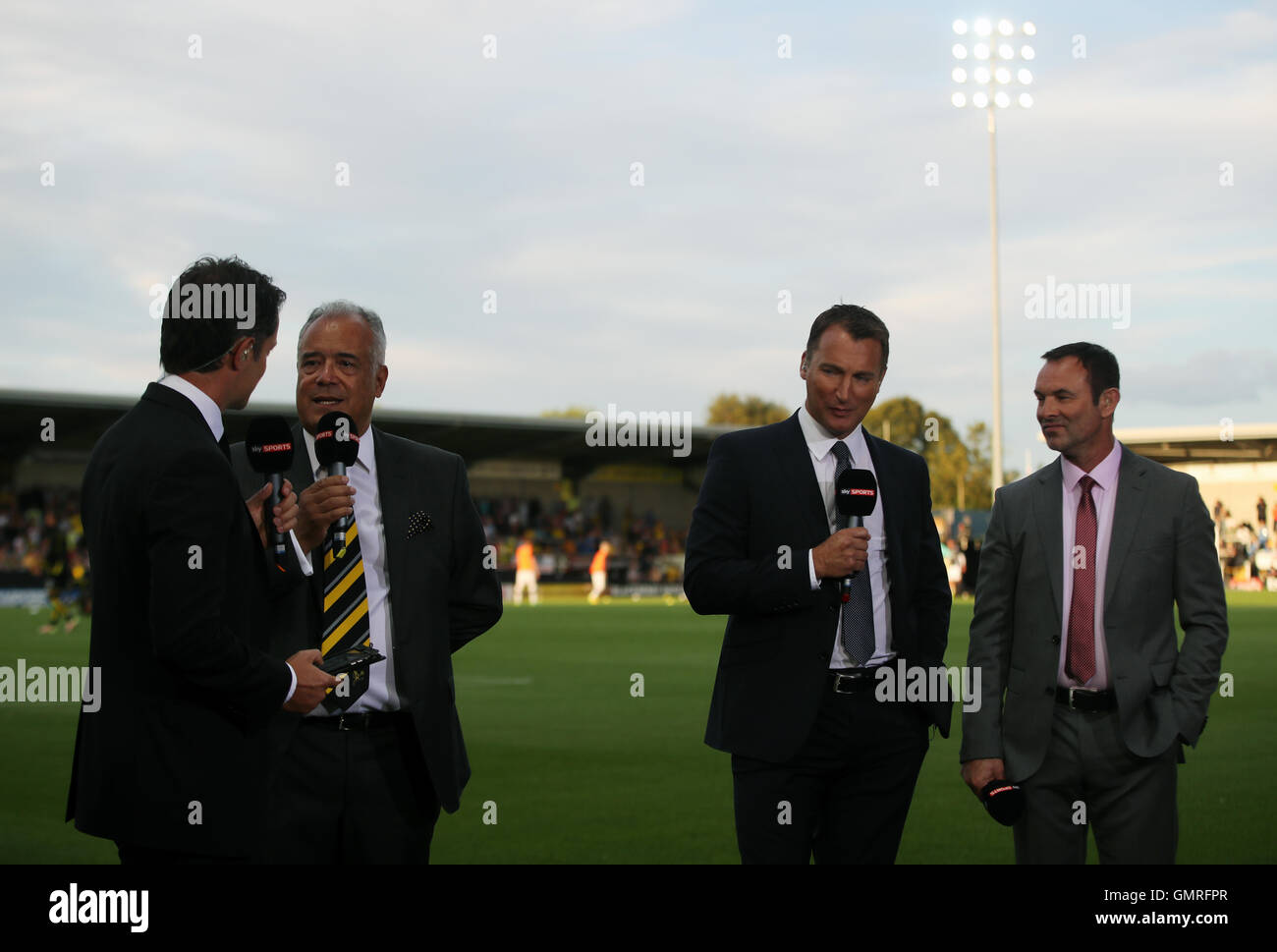 Burton Albion chairman Ben Robinson speaks to the Sky sports presenting ...