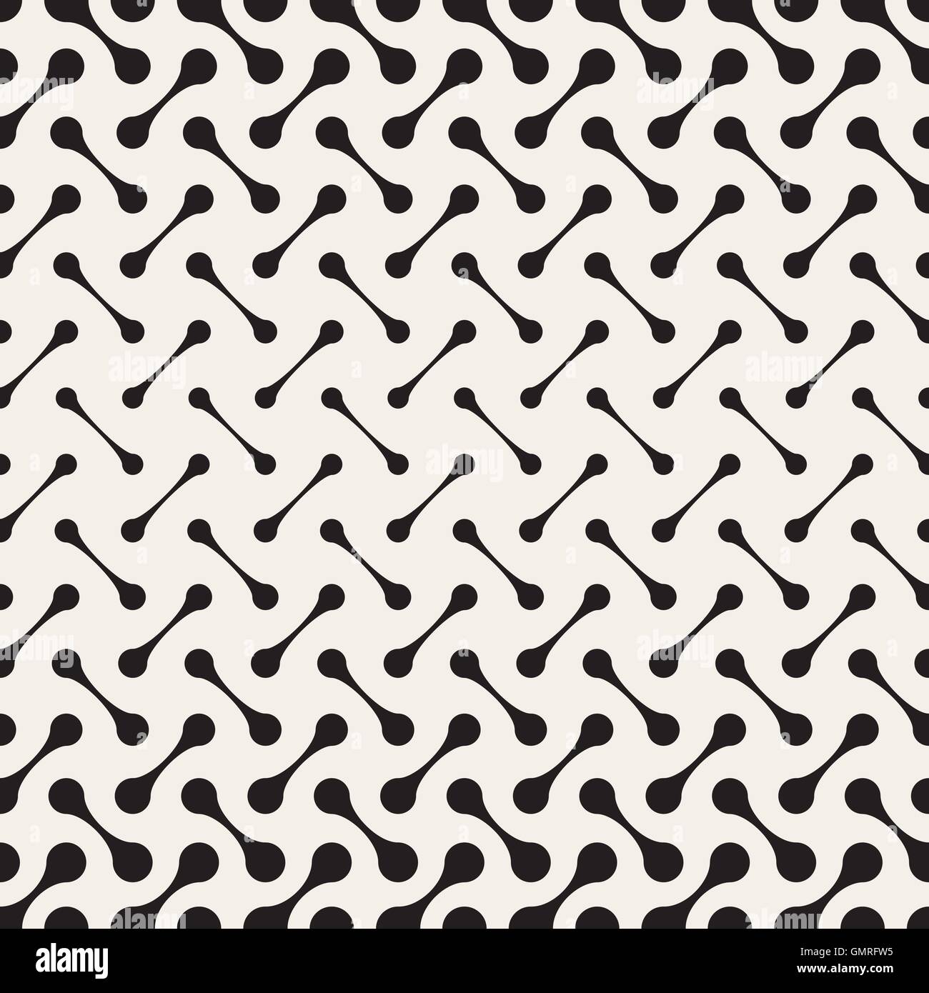 Vector Seamless Black and White Arc Connected Circles Grid Halftone ...