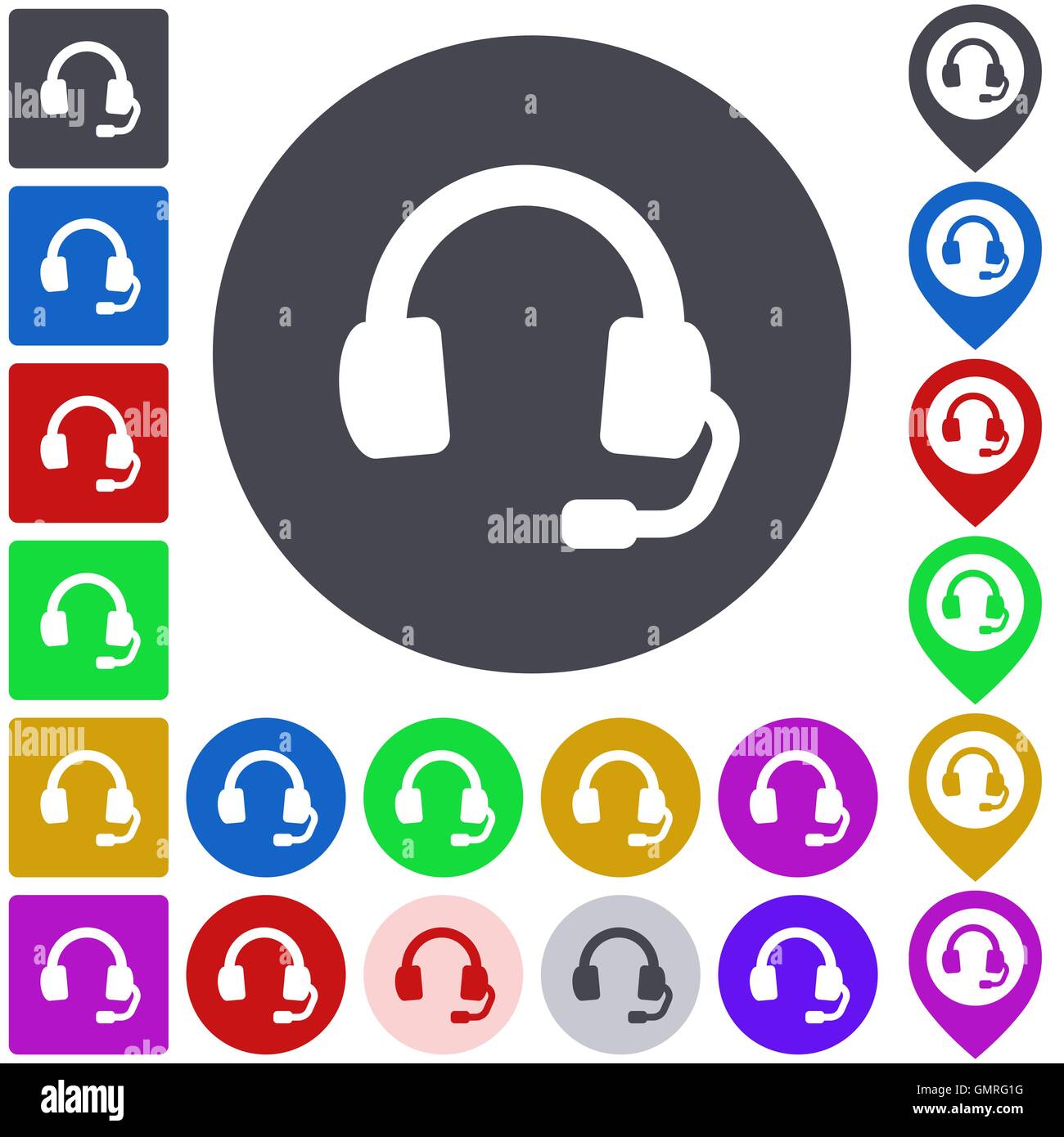 Color headphone icon set Stock Vector Image & Art - Alamy