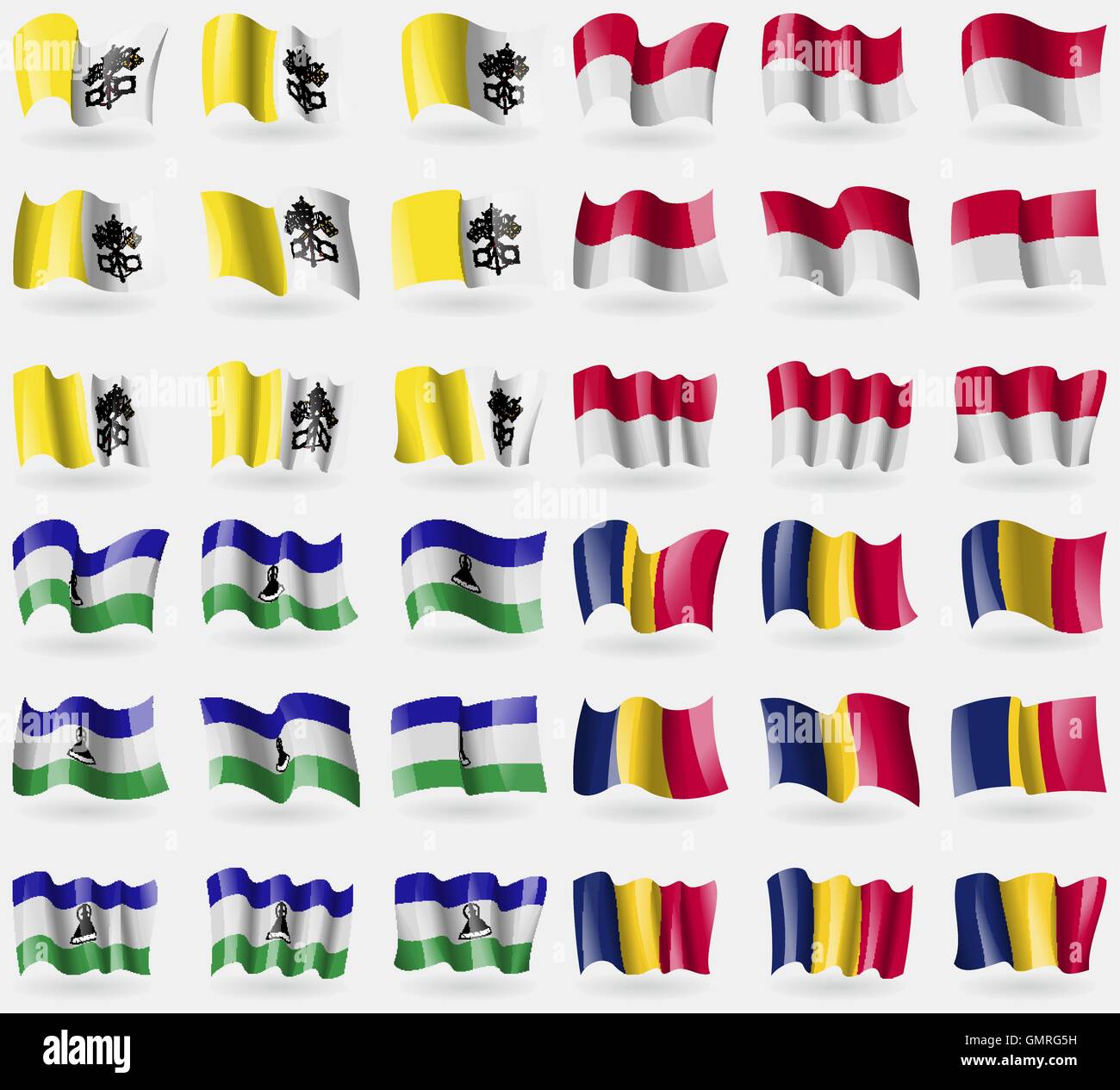 Vatican CityHoly See, Indonesia, Lesothe, Chad. Set of 36 flags of the ...