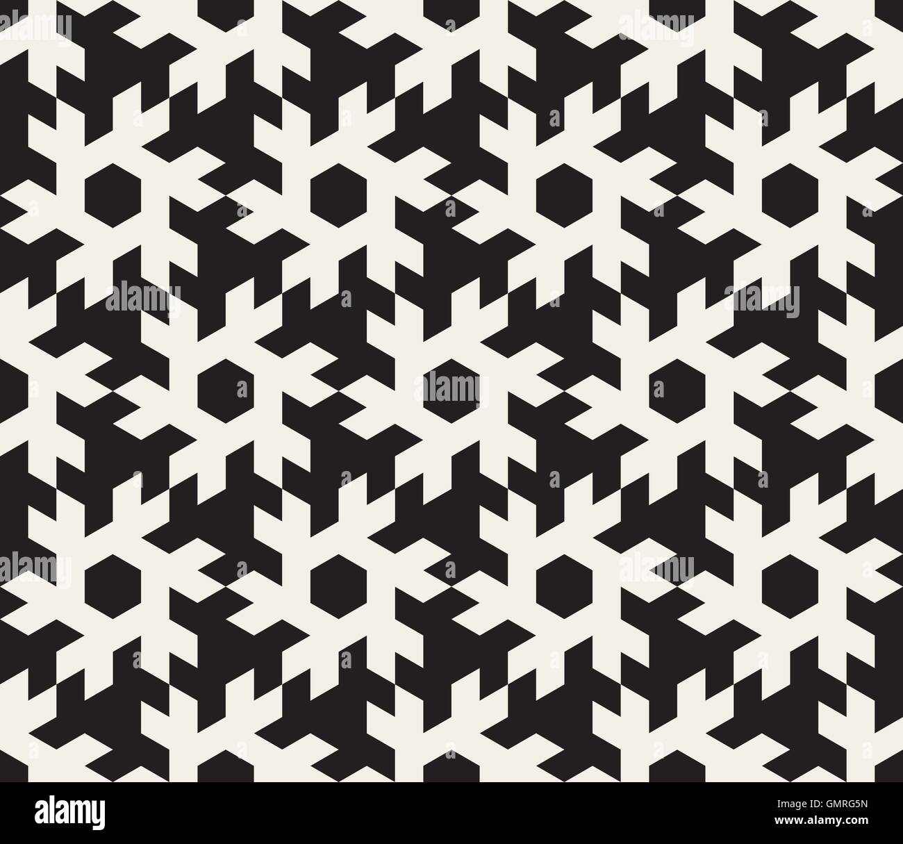 Vector Seamless Black and White Geometric Abstract Snowflake Shape ...