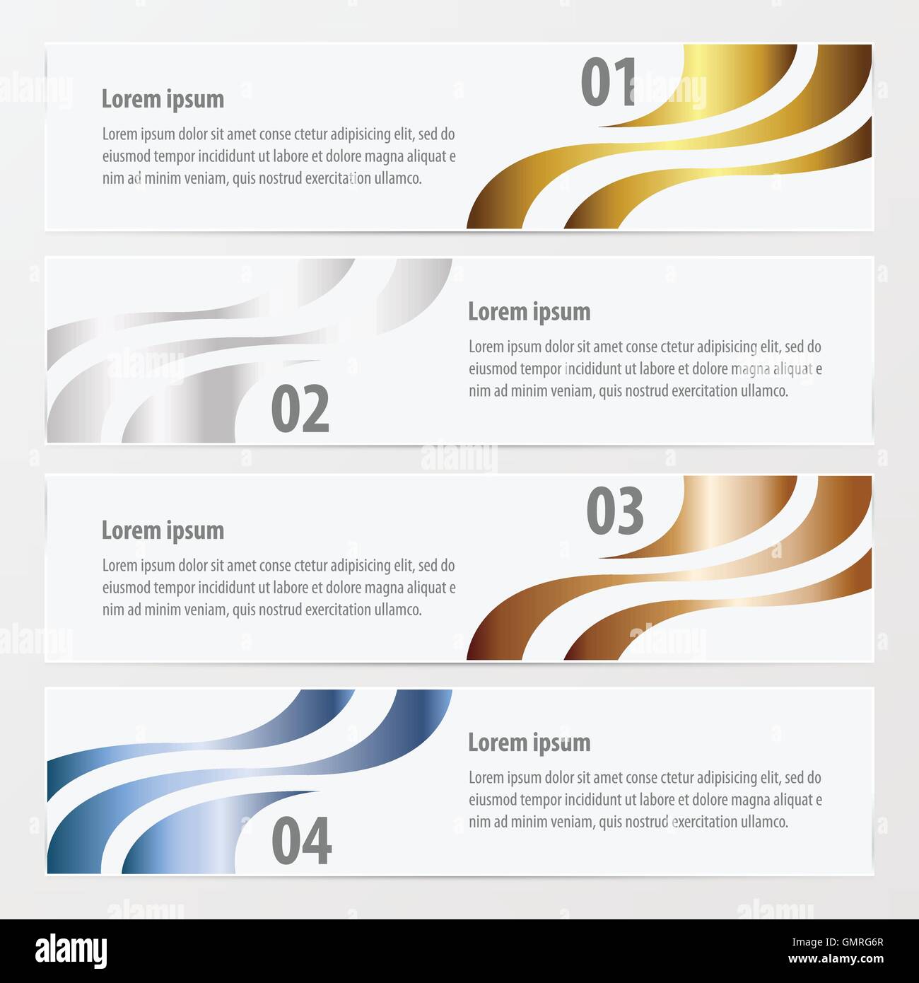 design 4 item on banner template gold, bronze, silver, blue col Stock ...