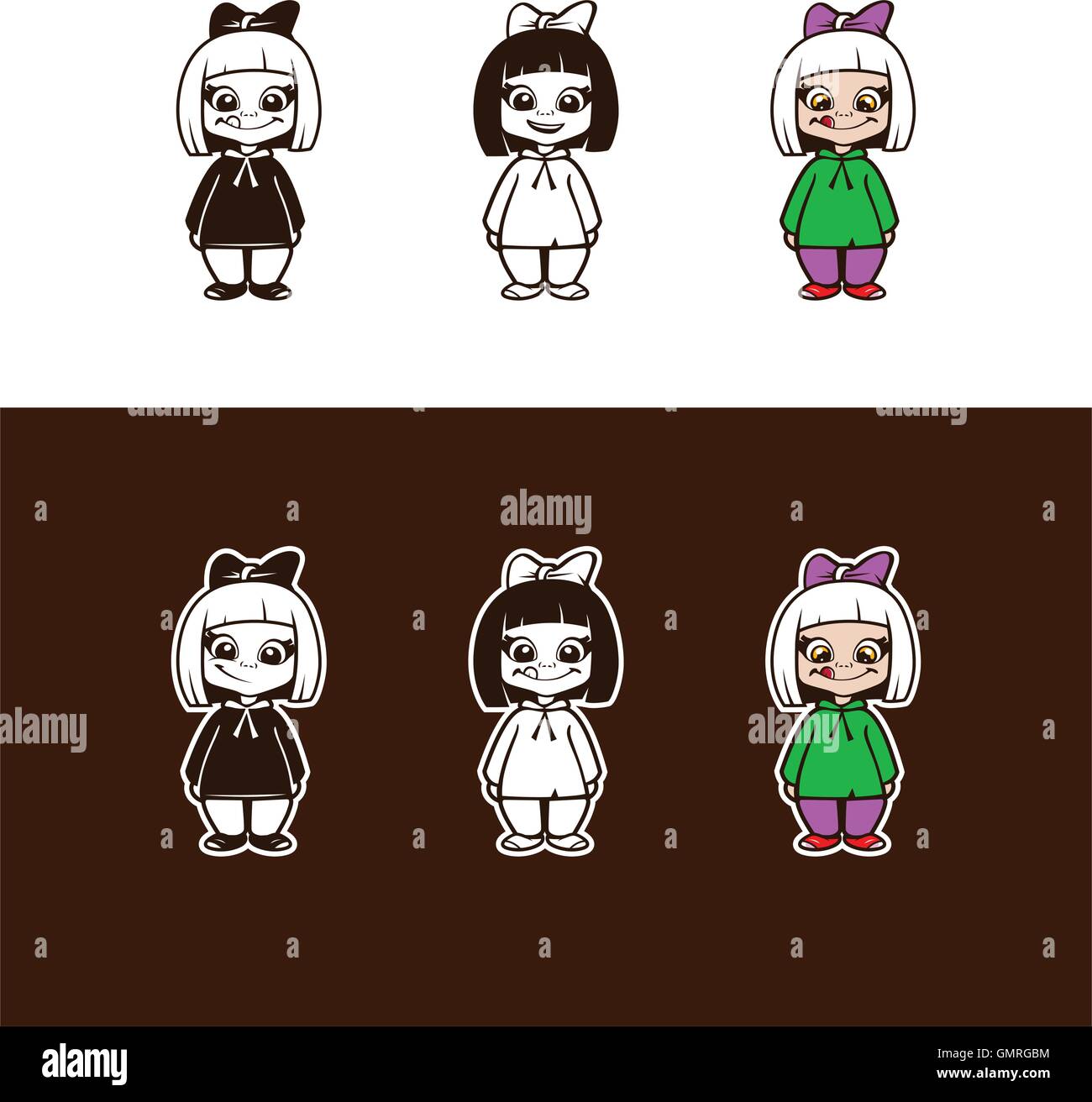 Set of girl characters Stock Vector Image & Art - Alamy