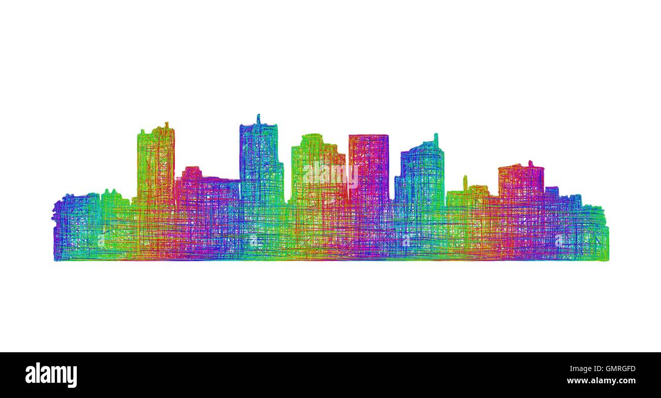 Phoenix skyline silhouette - multicolor line art Stock Vector Image ...