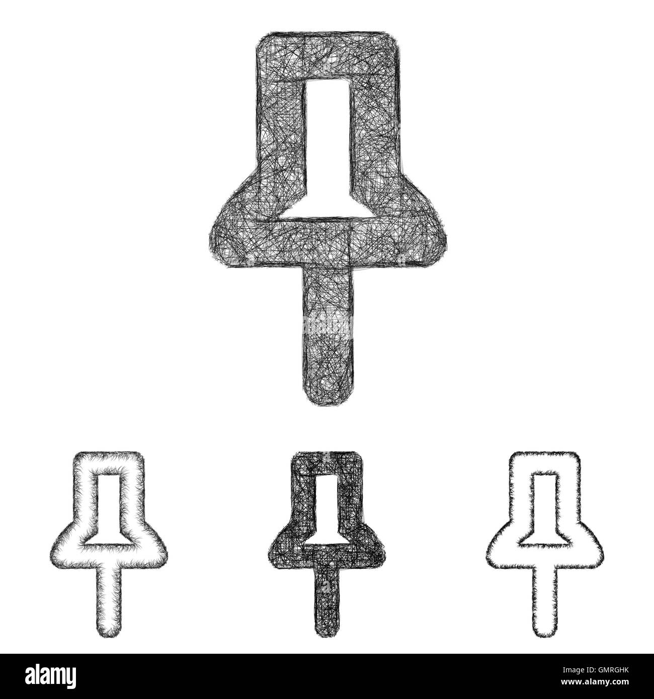 Pin icon set - sketch line art Stock Vector Image & Art - Alamy