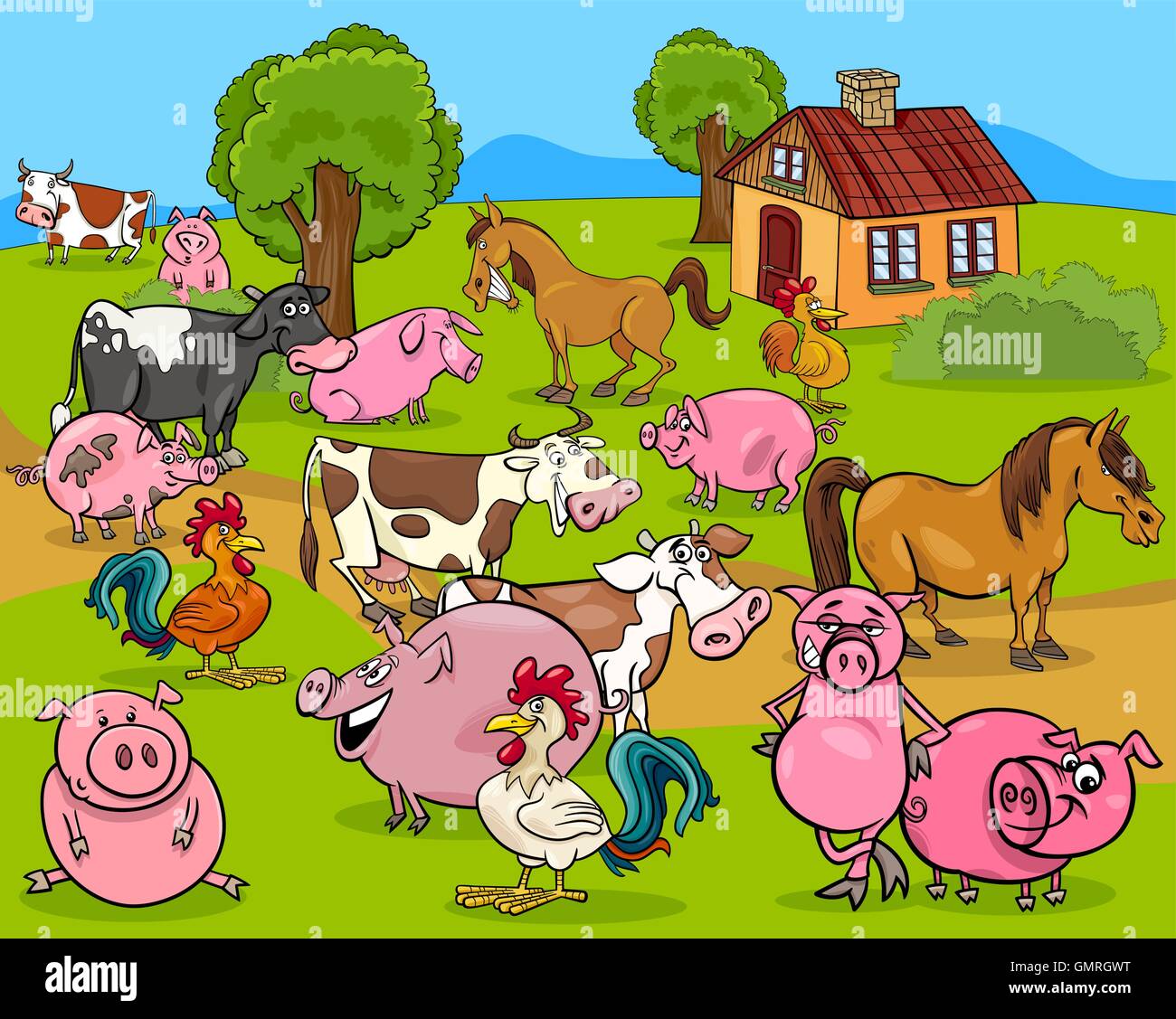 farm animals cartoon illustration Stock Vector Image & Art - Alamy