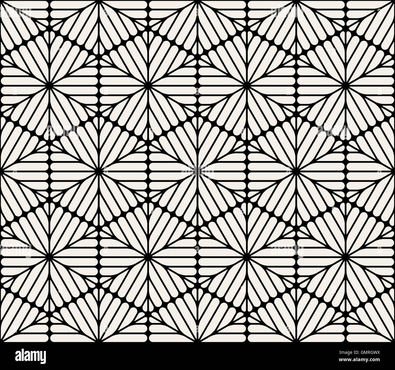 Vector Seamless Black and White Rounded Hexagon Lines Lace Pattern ...