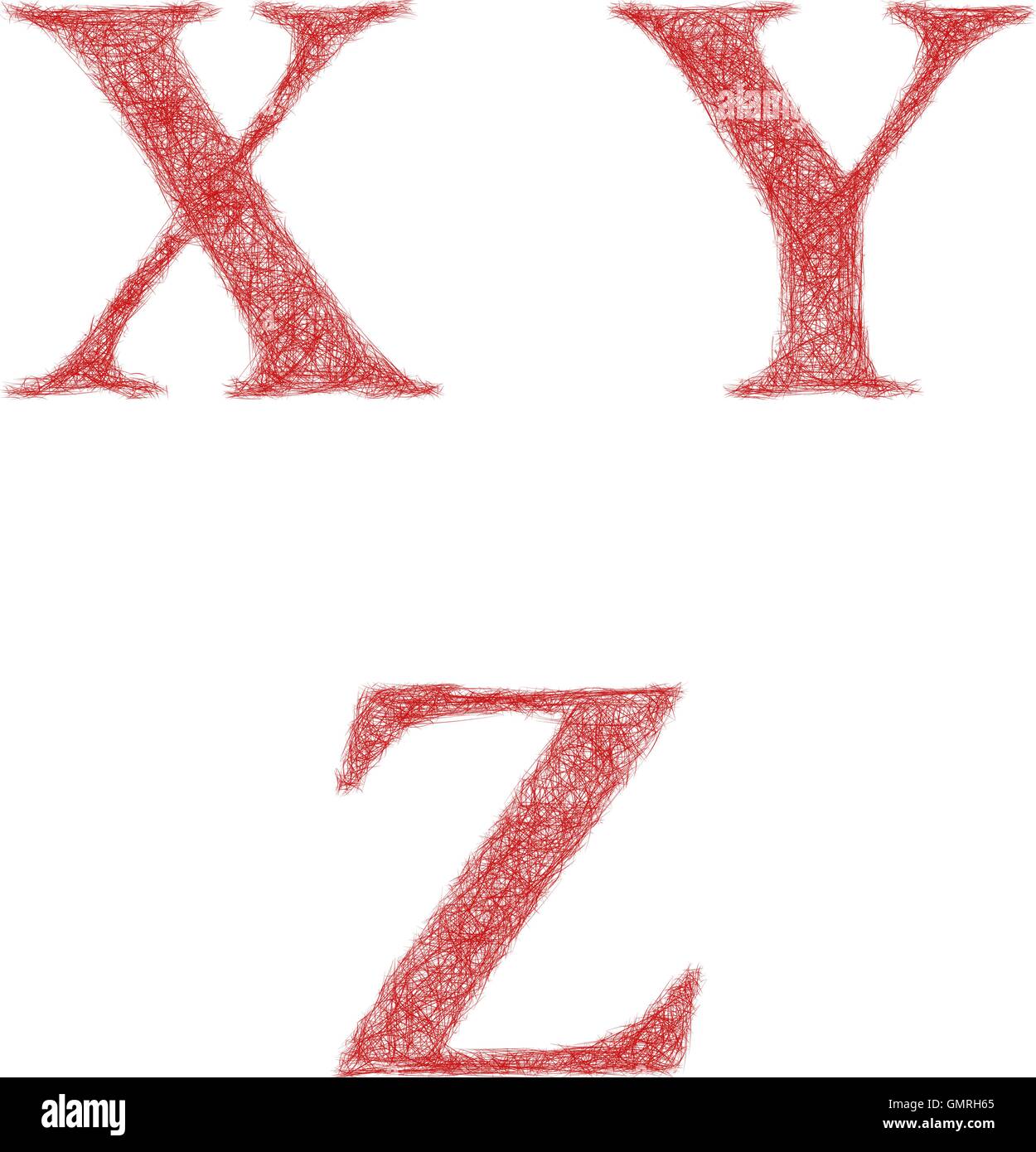 Red sketch font set - letters X, Y, Z Stock Vector Image & Art - Alamy