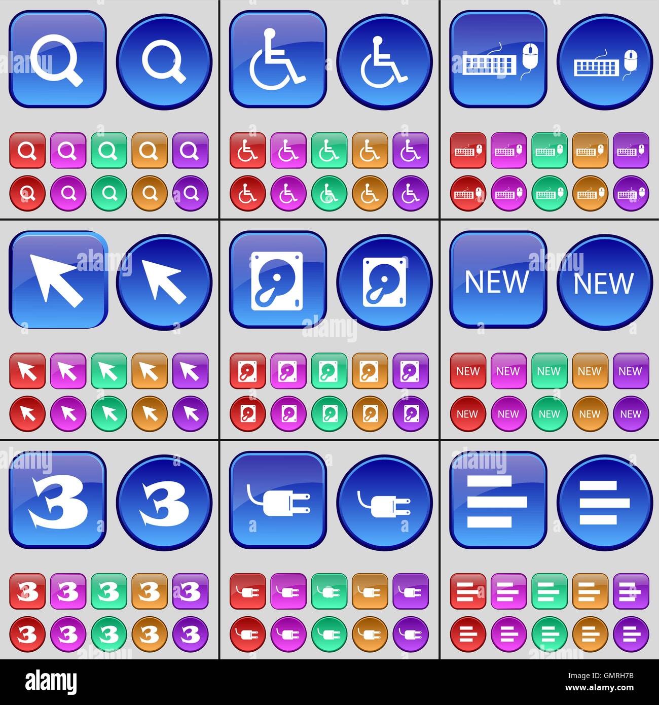 Magnifying glass, Disabled person, Keboard, Cursor, Hard drive, New ...