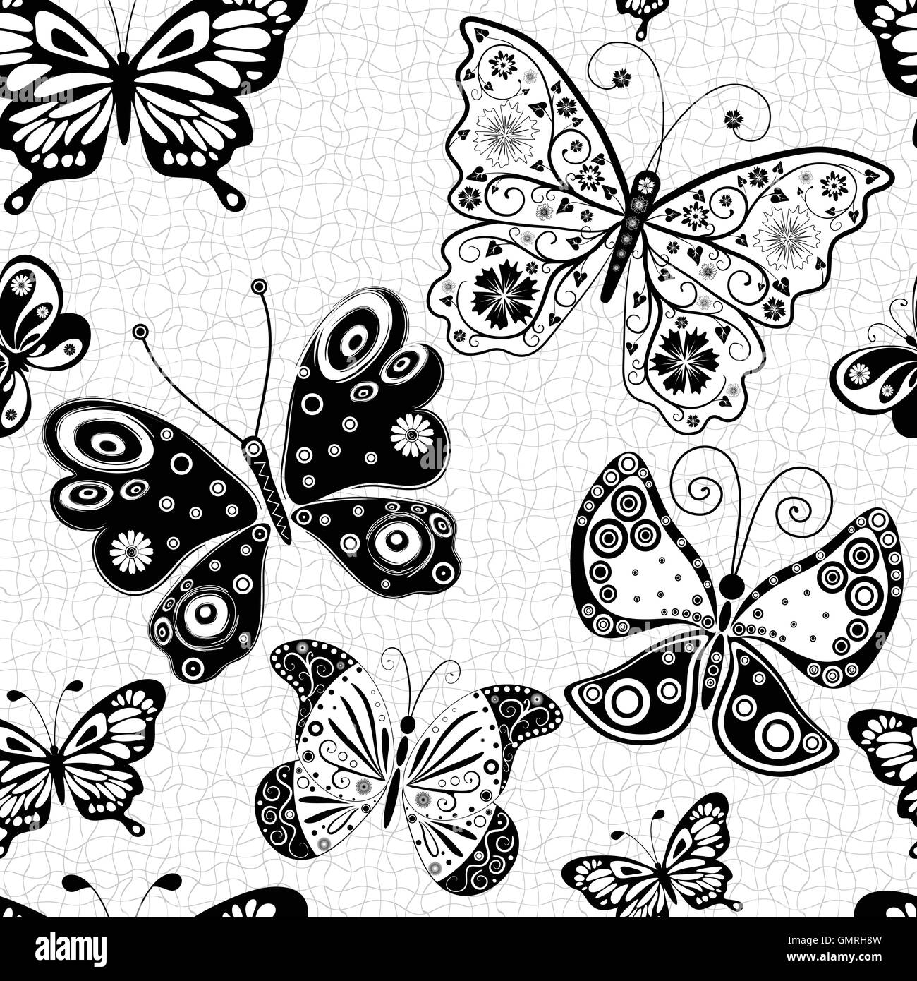 Seamless pattern with silhouettes butterflies Stock Vector Image & Art ...