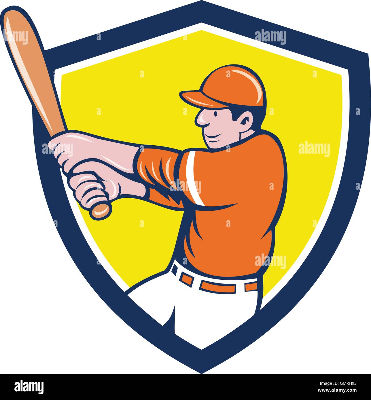 Baseball Player Batter Swinging Bat Crest Cartoon Stock Vector Image ...