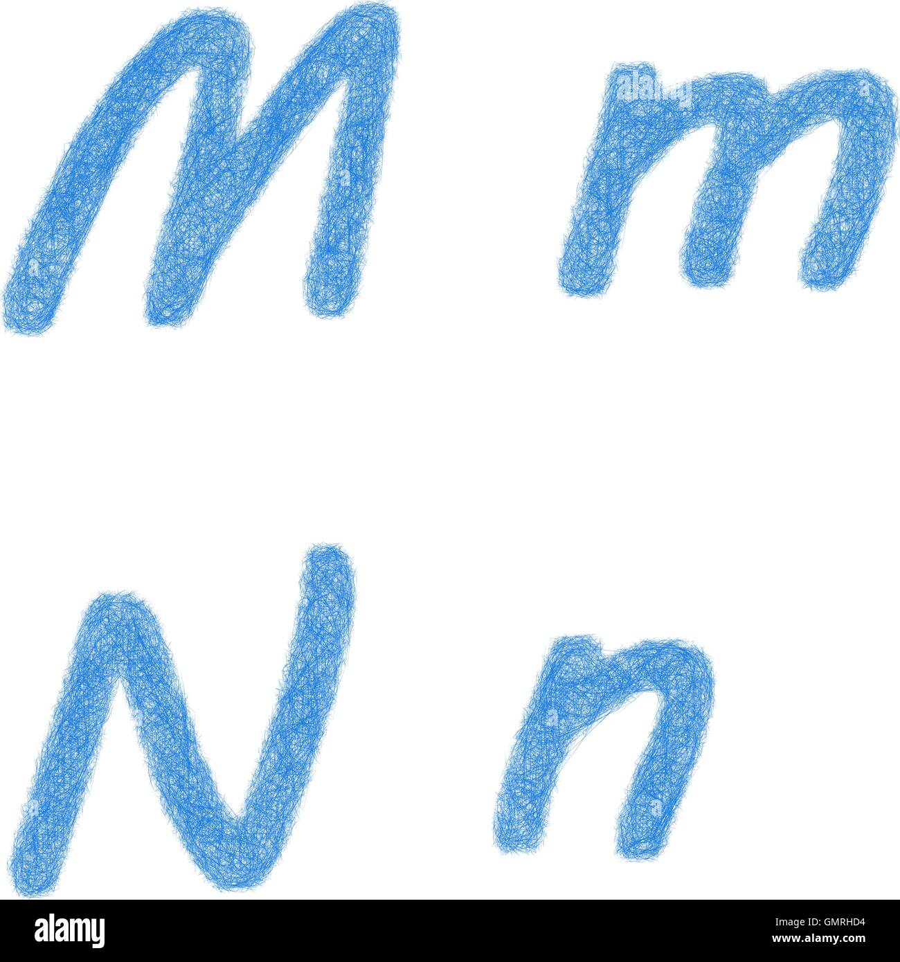 Blue sketch font set - letters M, N Stock Vector Image & Art - Alamy