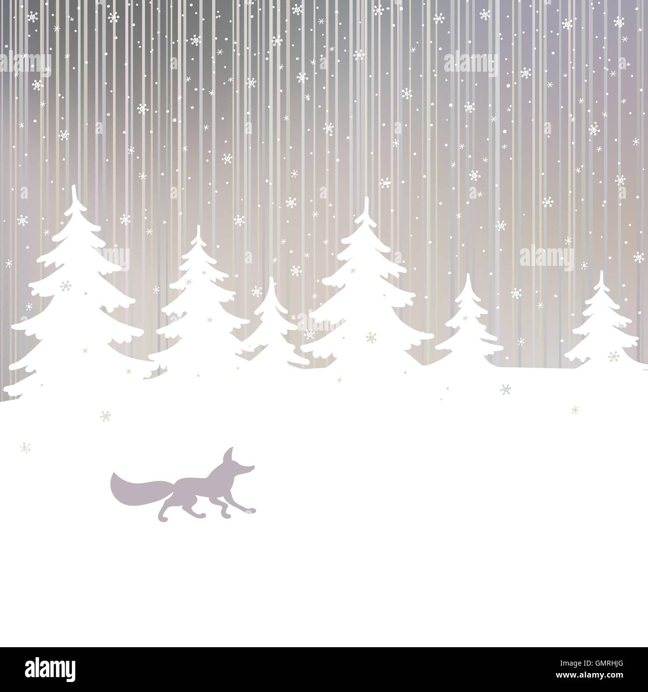 Fox winter forest background image Stock Vector Images - Alamy