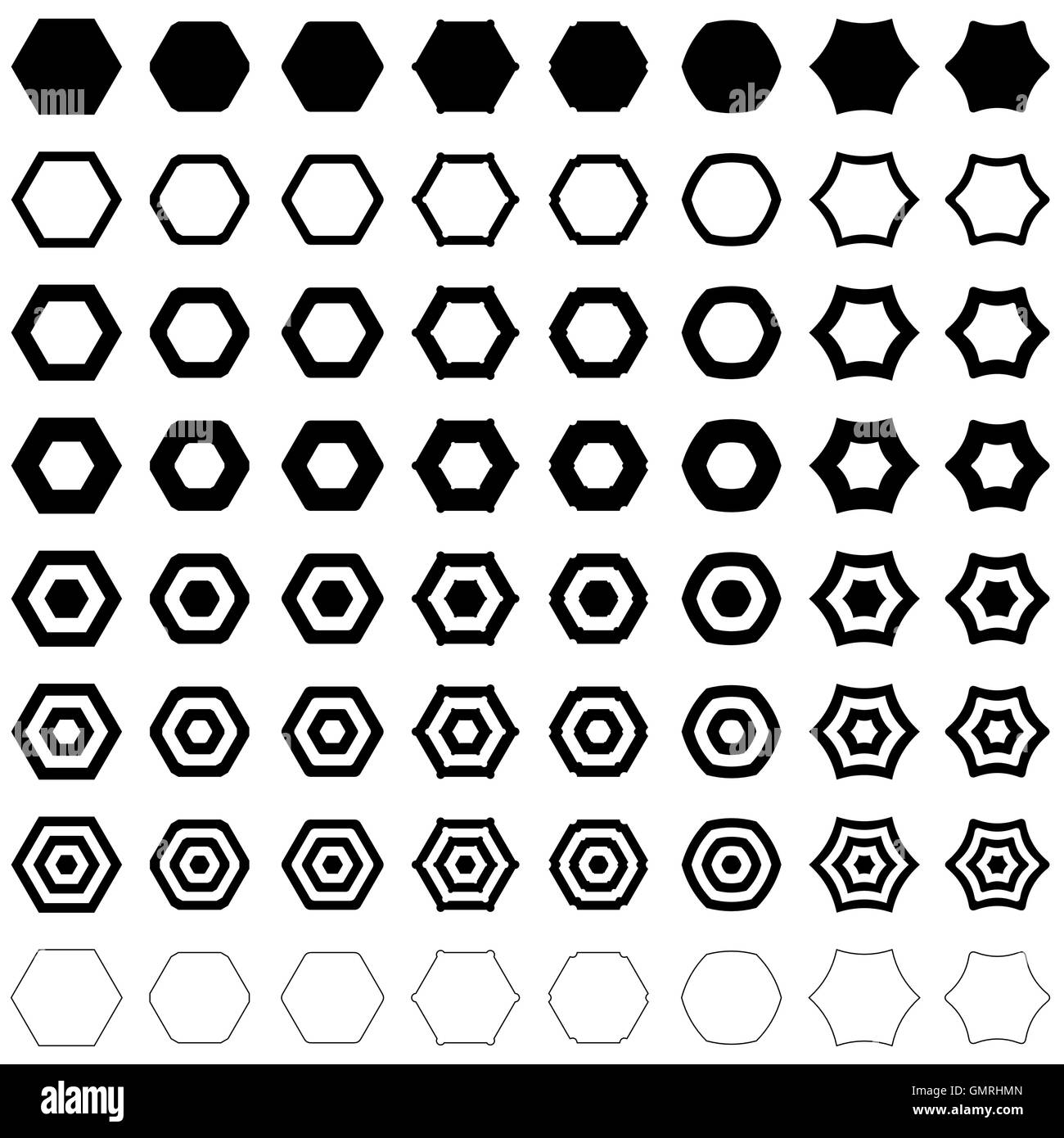 Six hexagon Black and White Stock Photos & Images - Alamy