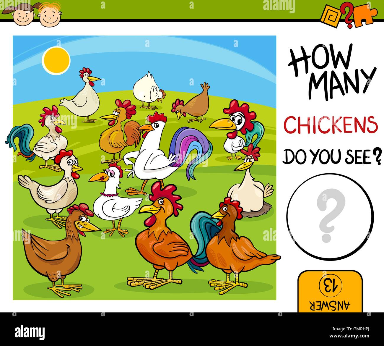 counting task with chickens cartoon Stock Vector Image & Art - Alamy