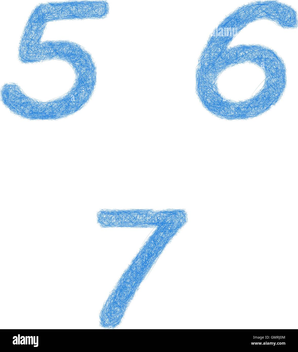 Sketch font set - numbers 5, 6, 7 Stock Vector Image & Art - Alamy